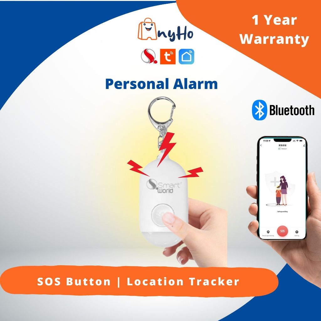 TUYA BLUETOOTH SMART Personal Alarm Location Tracker SOS Panic Button Emergency Keychain 个人防狼定位器 ...