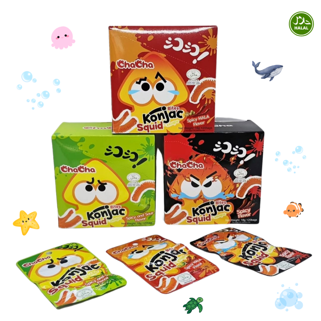 ChaCha Konjac Squid Shape Bites Snack (Halal) Spicy / Spicy Mala ...