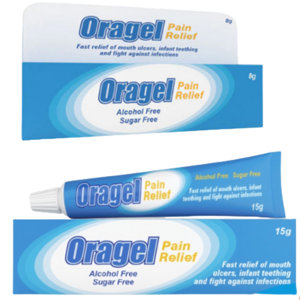 Oragel Pain Relief & Antiseptic (8g/15g) - For Mouth Ulcer, Teething ...