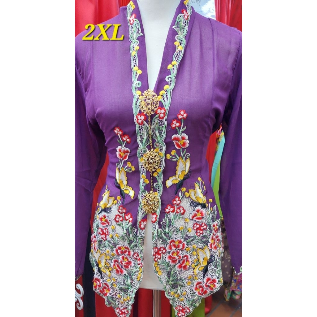 Kebaya Sulam Nyonya Embroidery Traditional Hand Made PLUS SIZE(2XL ...
