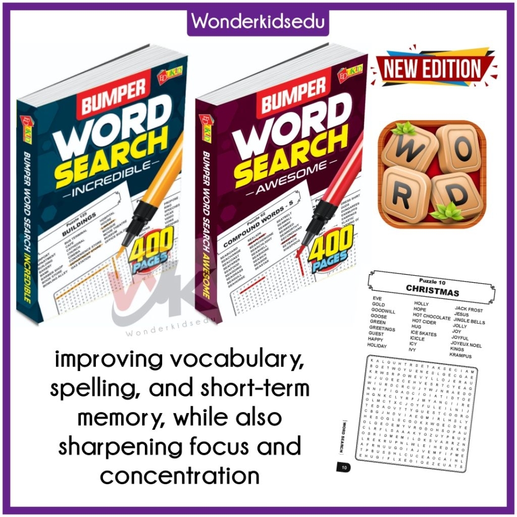 Word Search Book | Bumper Word Search Awesome Incredible | Crossword ...