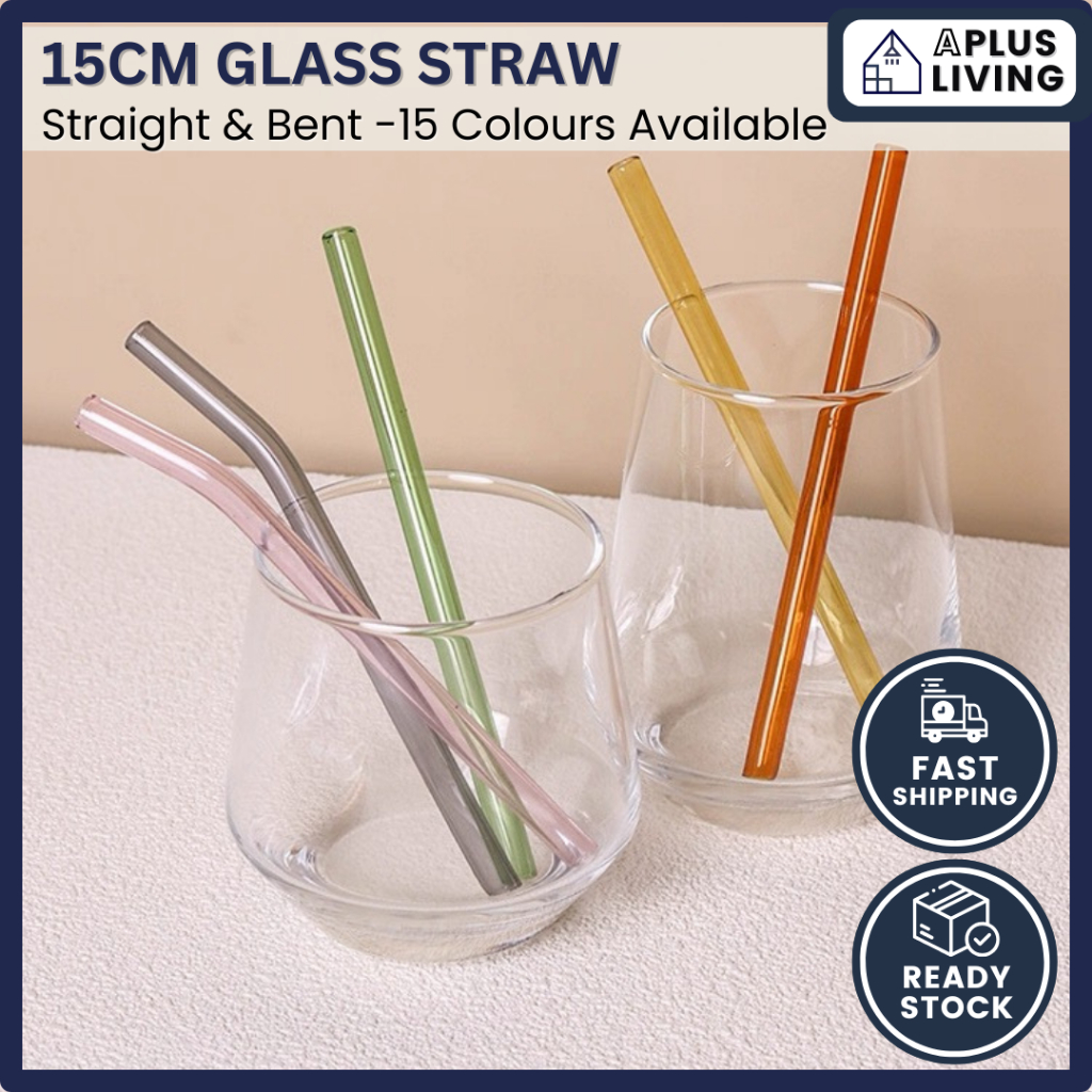 15cm Short Straw Eco Friendly High Borosilicate Glass Straw Colorful ...