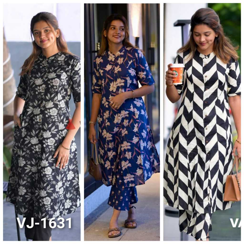 New Premium Beautiful Designer Cotton Traditional Cord Set Kurti With ...