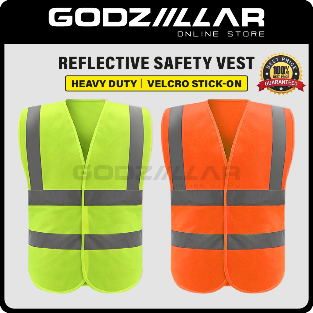 (Unisex) Reflective Velcro Stick-On Safety Vest Heavy Duty Day & Night ...