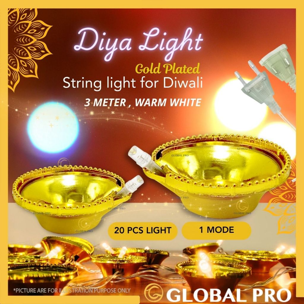 20L GOLDEN Diya Light LED (3 METER) /(Warm White) Fairy String Light ...