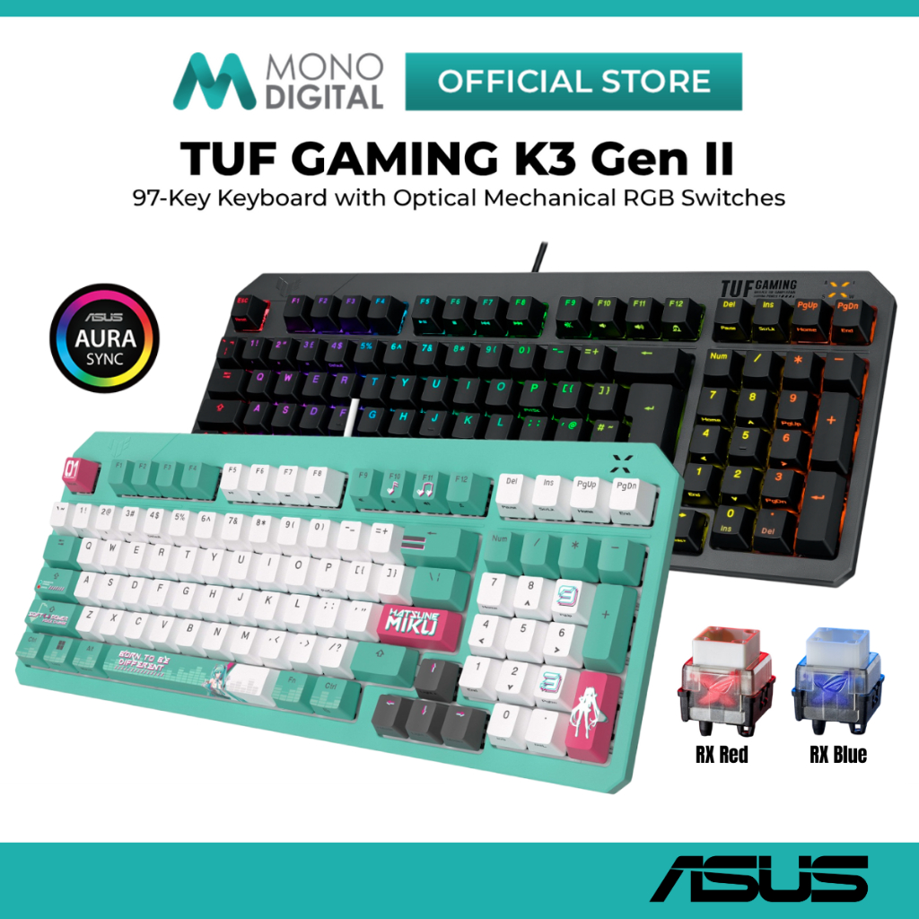 ASUS TUF GAMING K3 GEN II BLACK / HATSUNE MIKU EDITION KEYBOARD WITH 97 ...