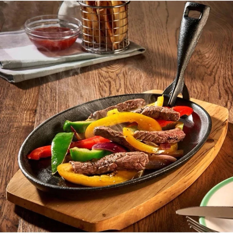 Pre-Seasoned Sizzling Cast Iron Hot Plate Oval / Sizzling Plate ...