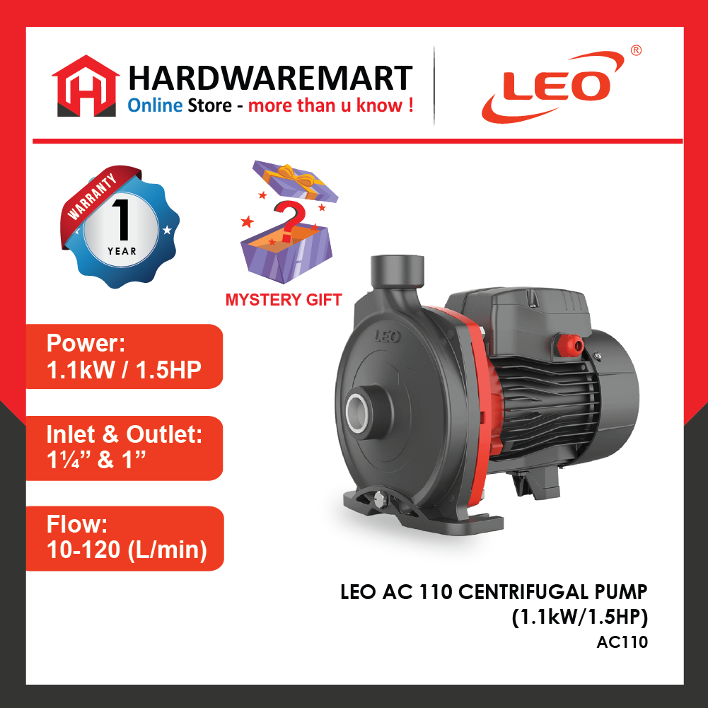 LEO AC110 CENTRIFUGAL PUMP Pam Air Rumah Kolam 水泵 [3 phase] (1.1kW/1 ...