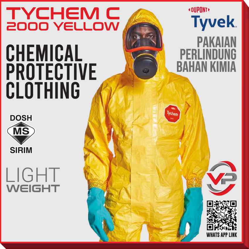 DuPont Tychem C 2000 Disposable Coverall with Hood Yellow PPE Tyvek ...