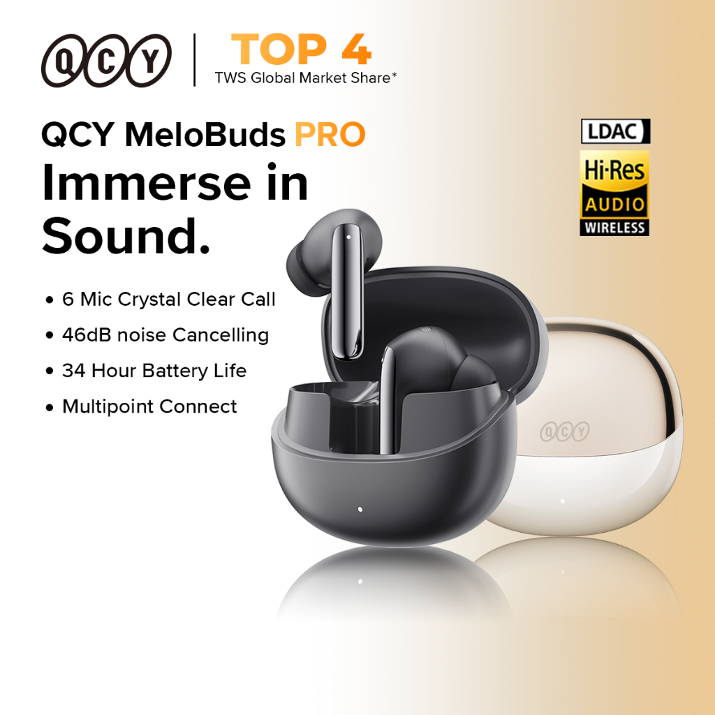 QCY HT08 MeloBuds Pro TWS ANC Earbuds Bluetooth 5.3 Hi-Res LDAC Audio ...