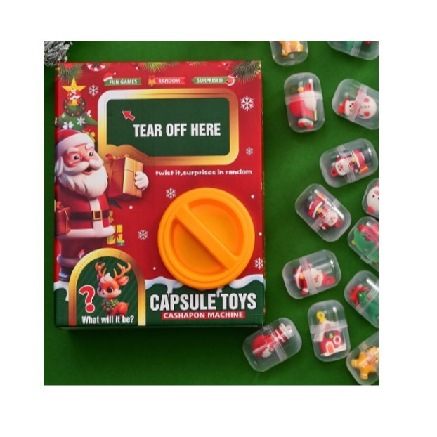 MERRY CHRISTMAS TOY CAPSULE DISPENSER WITH 6CAPSULES + EXTRA 12 ...