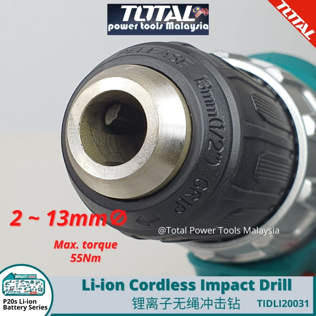 TOTAL Cordless Impact Drill TIDLI20031 [ COMBO Set ] + Free Cordless ...