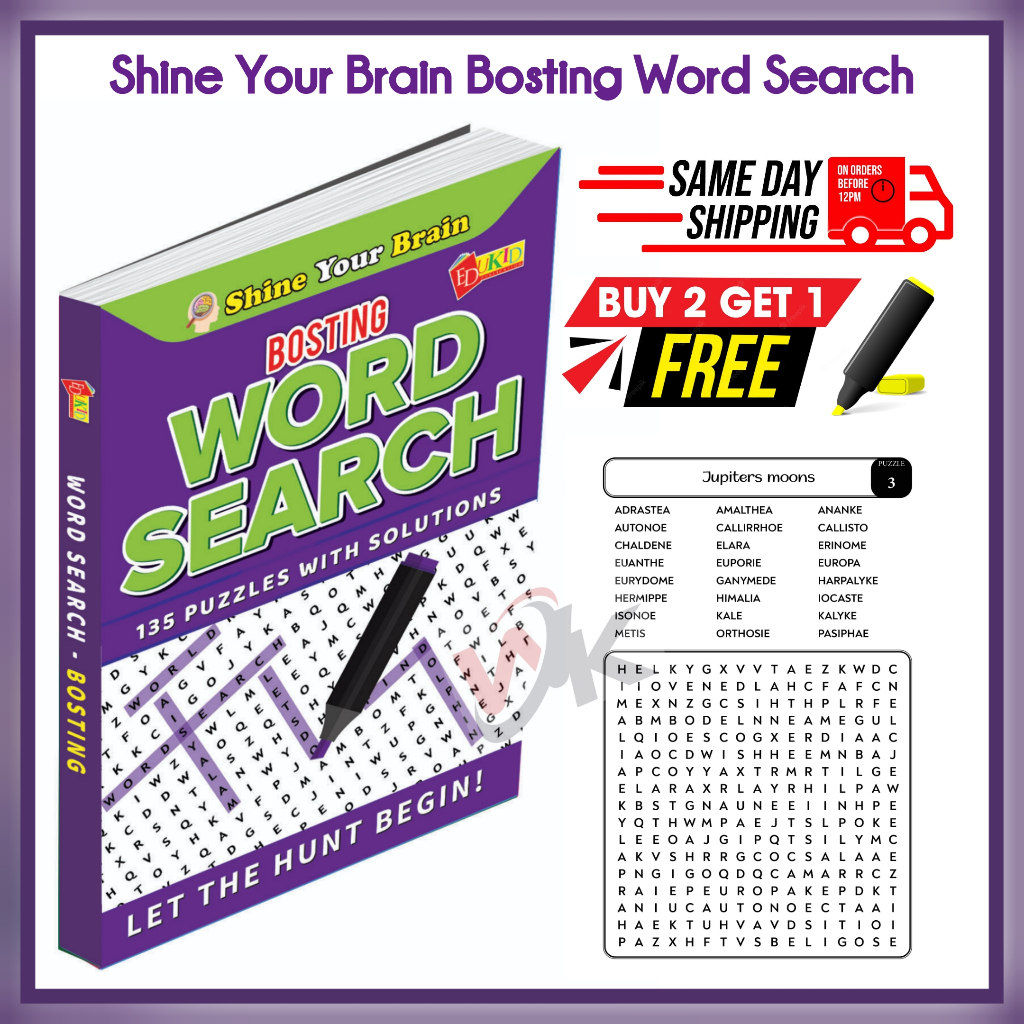 Shine Your Brain Bosting Word Search | Buku Puzzle | Kids Activity ...