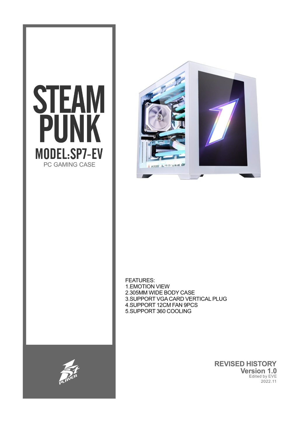 1st Player SP7-EV Emotion View Black | Standard ATX Side Tempered Glass ...