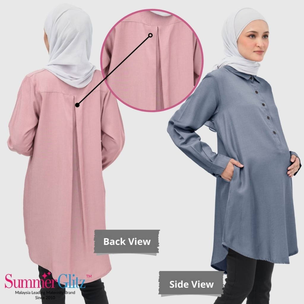 SUMMERGLITZ Maternity Nursing Blouse Ibu Pregnant Cotton Silk Work ...