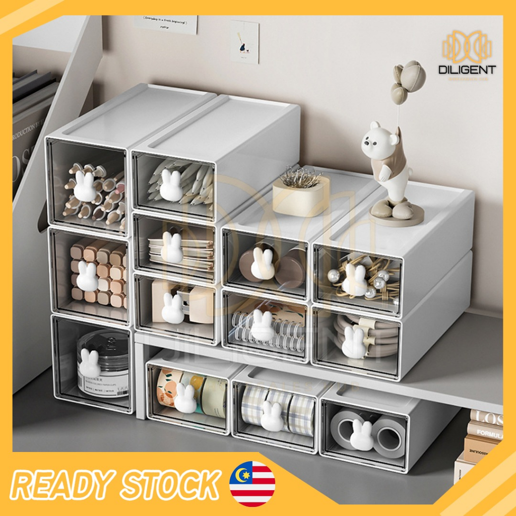 【D244】Kotak Penyimpanan Laci Gaya Kelinci Self DIY Stackable Drawer ...