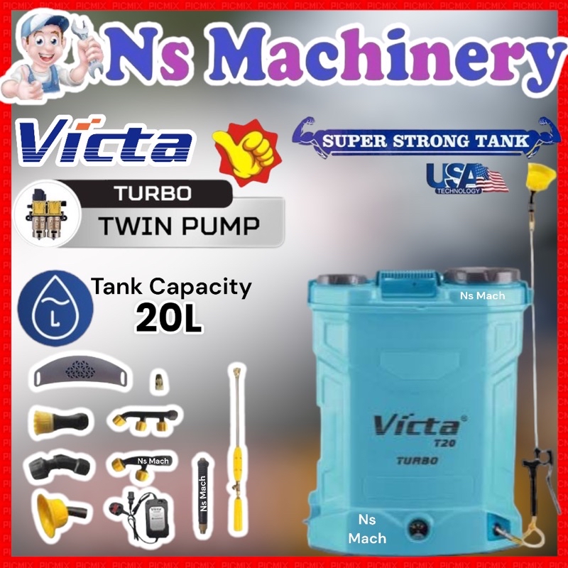 Double Pump Victa T20 Twin Pump Turbo Battery Knapsack Sprayer 20 ...