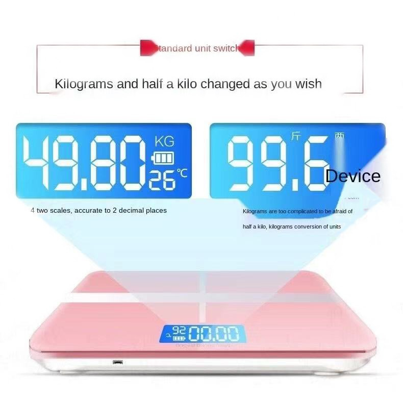 Digital Body Weight Scale Electronic Battery/USB Charging LCD Body Fat ...