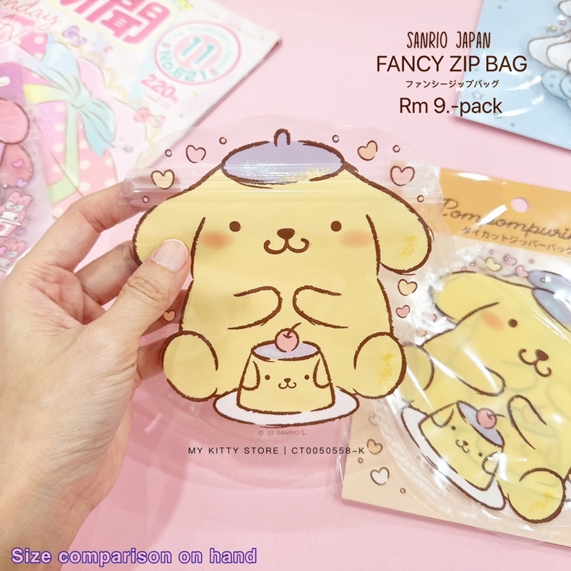 Sanrio Japan My Melody Cinnamoroll Pompompurin Die-Cut Zip Bag Fancy ...