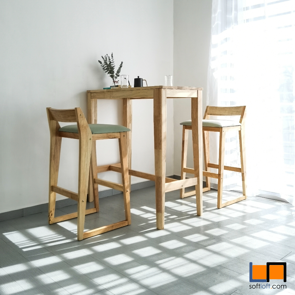 100% Solid Wood BTS Bar Tall Table Simple Design High Wooden Desk ...