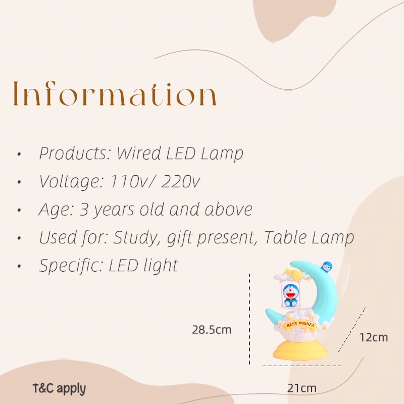 [LED Light] Doraemon Table Lamp Wired Lamp 哆啦A梦桌灯 | Shopee Singapore