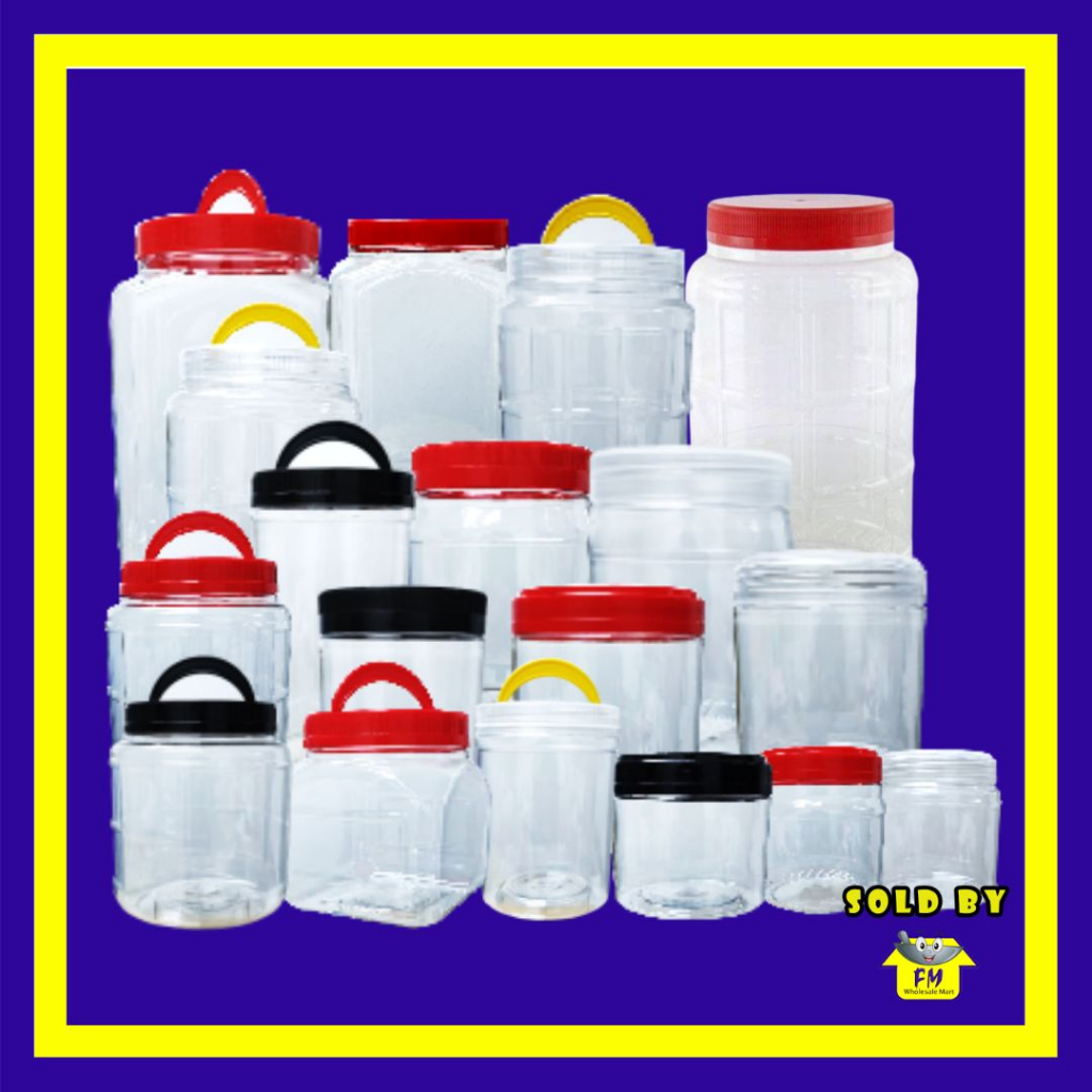 HP371 Balang Kuih Raya Colour Cap Plastic Cookie Jar PET Container ...