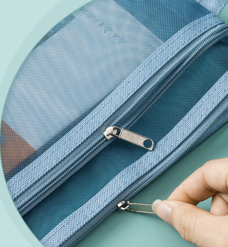 NYLON Double Layer Document File Zipper Pouch Zip File Bag Grid ...