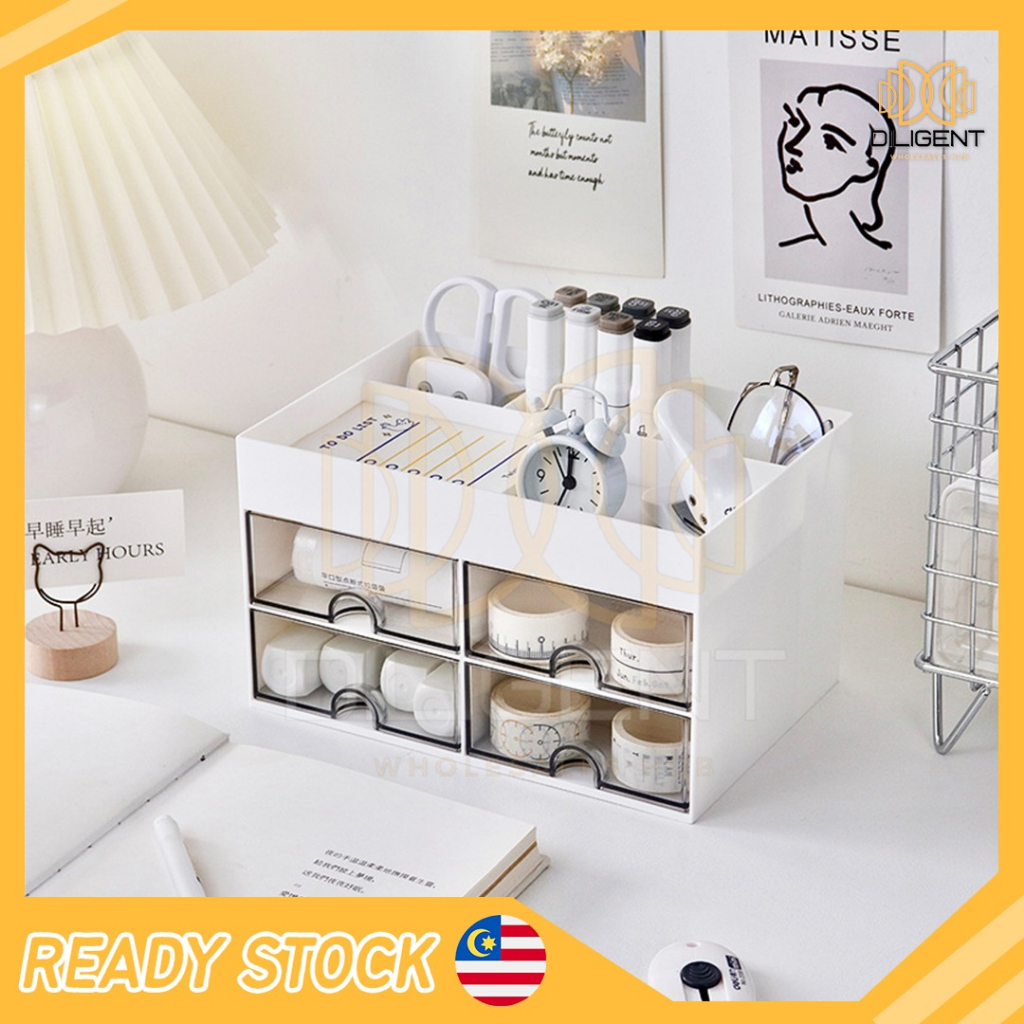 Creative Korean Style Drawer Storage Box Large Capacity Stationery ...