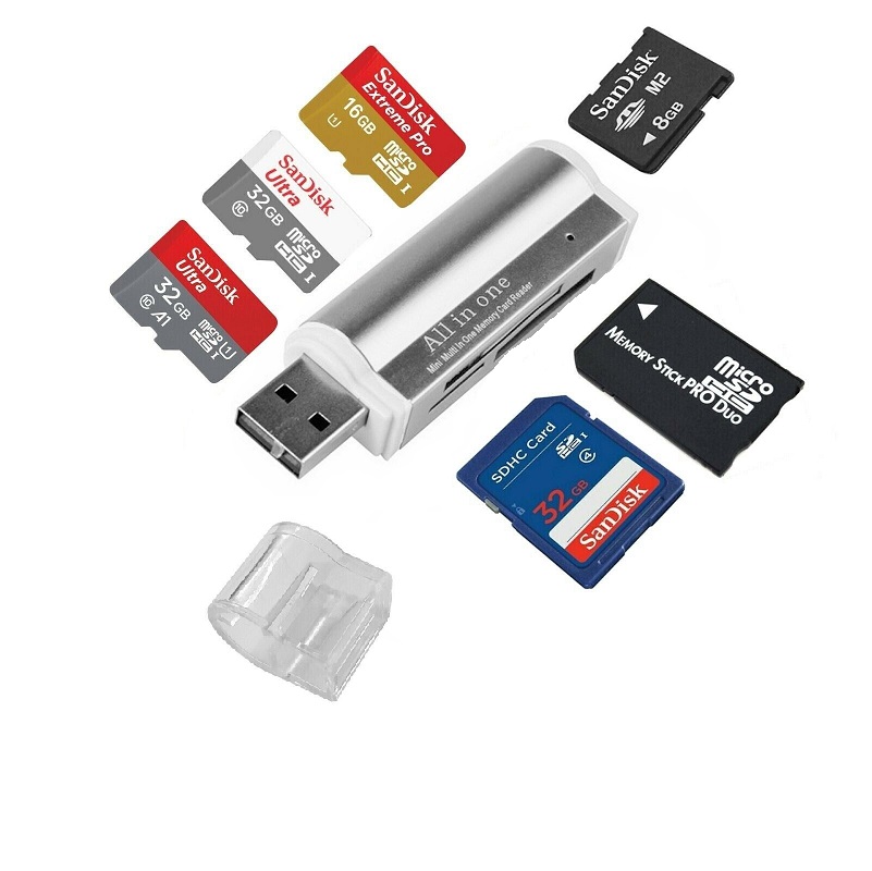 USB Memory Card Reader Adapter All In One for Micro SD MMC SDHC TF M2 ...