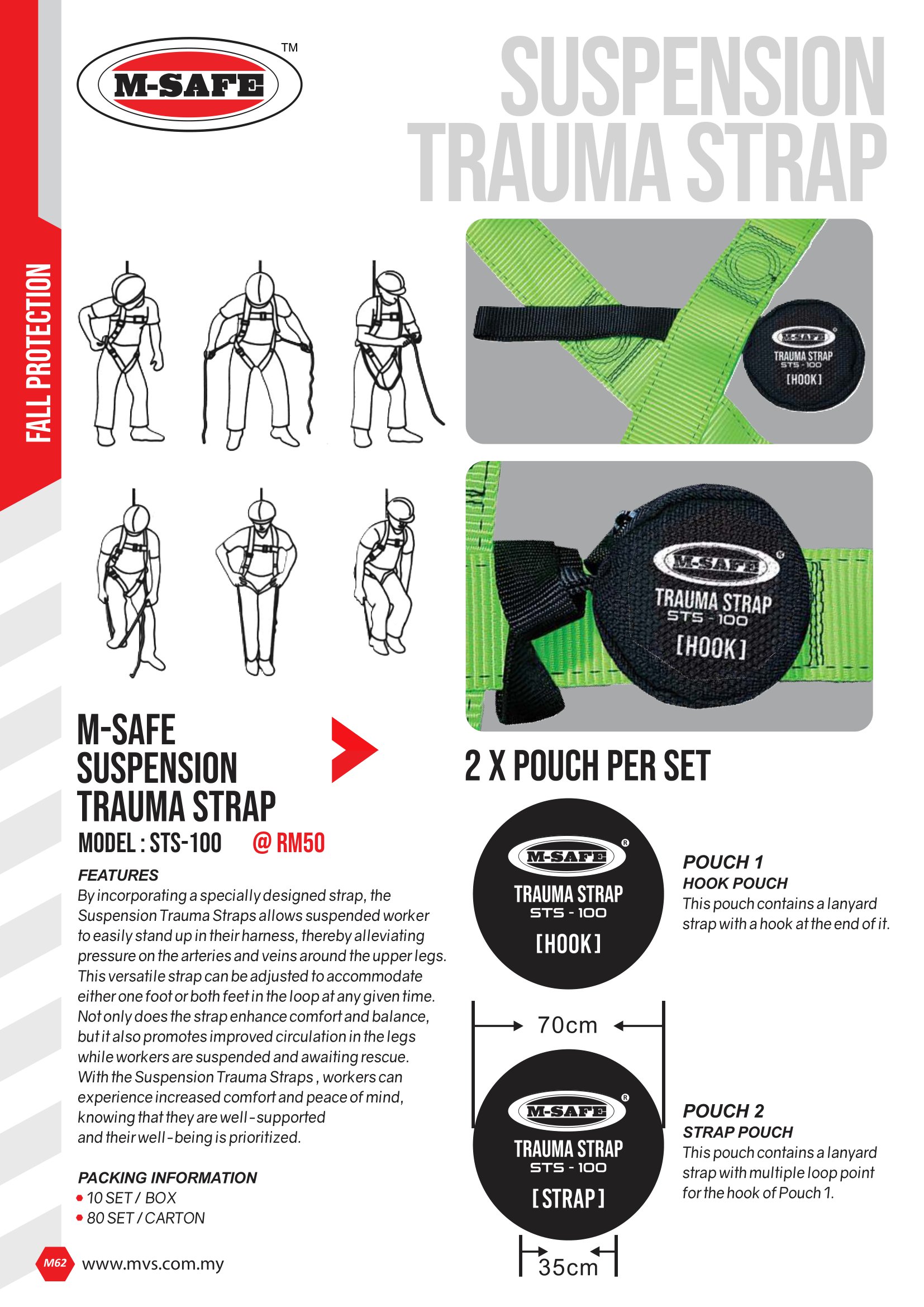 M-SAFE Suspension Trauma Safety Strap - Wear with Body Harness, Extra ...