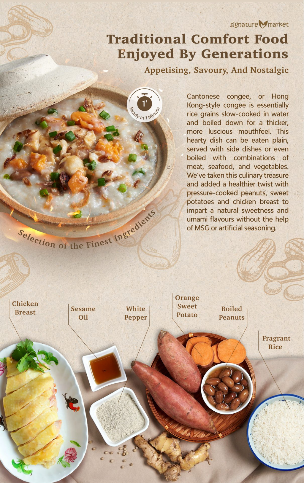 Signature Market Peanut Chicken Instant Congee (240g x 2 packs ...