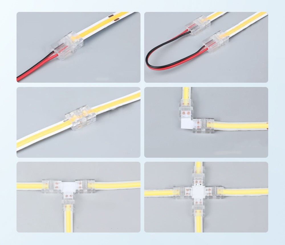 SMD 2835 / SMD 5050 / COB LED Strip Light Clip Connector Solderless 2 ...