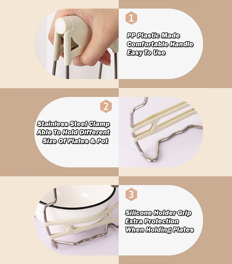 Kitchen Clamp For Dish Plate Pot Anti-Scalding Clamp With Silicone Grip ...