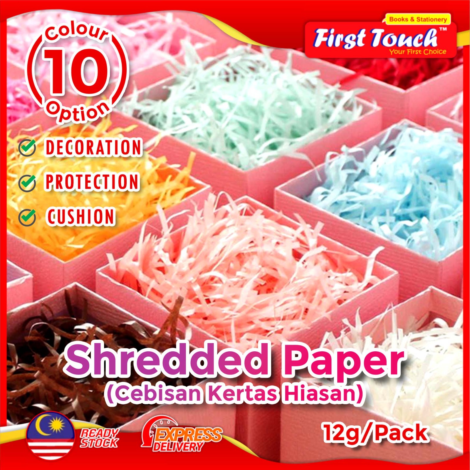 Cebisan Kertas Hiasan Colourful Shredded Paper Hamper Box Filler ...