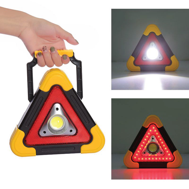 5 MODES 》Solar Rechargeable Triangle LED Emergency Light Car Breakdown ...