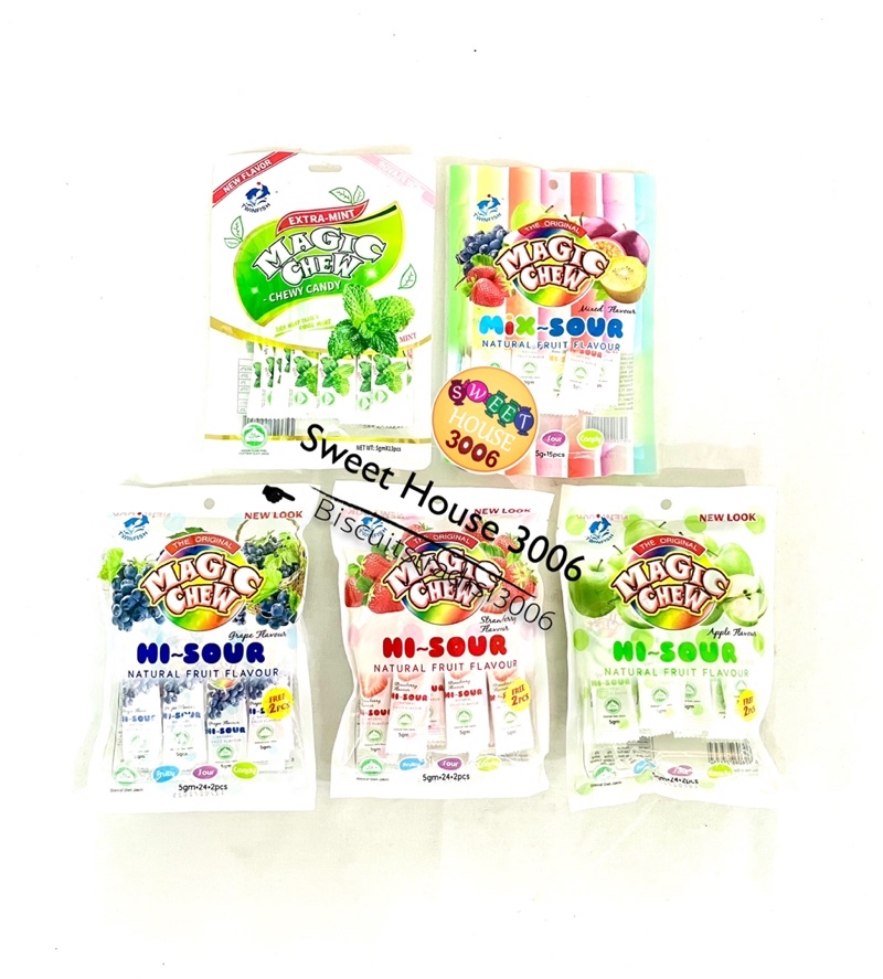 Twinfish Magic Chew Hi Sour Chewy Candy Mix Fruit Apple Grape ...