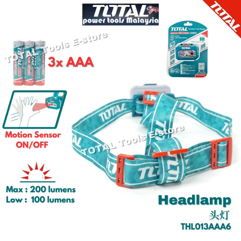 TOTAL Head Lamp / Touch light / Hands-free LED Headlamp Motion Sensor ...