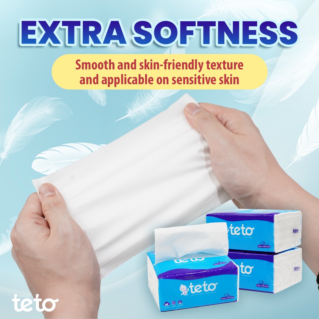 10 Pck x 300 Sheets Teto 3-Ply Soft Facial Tissue |3000 Sheets, Premium ...