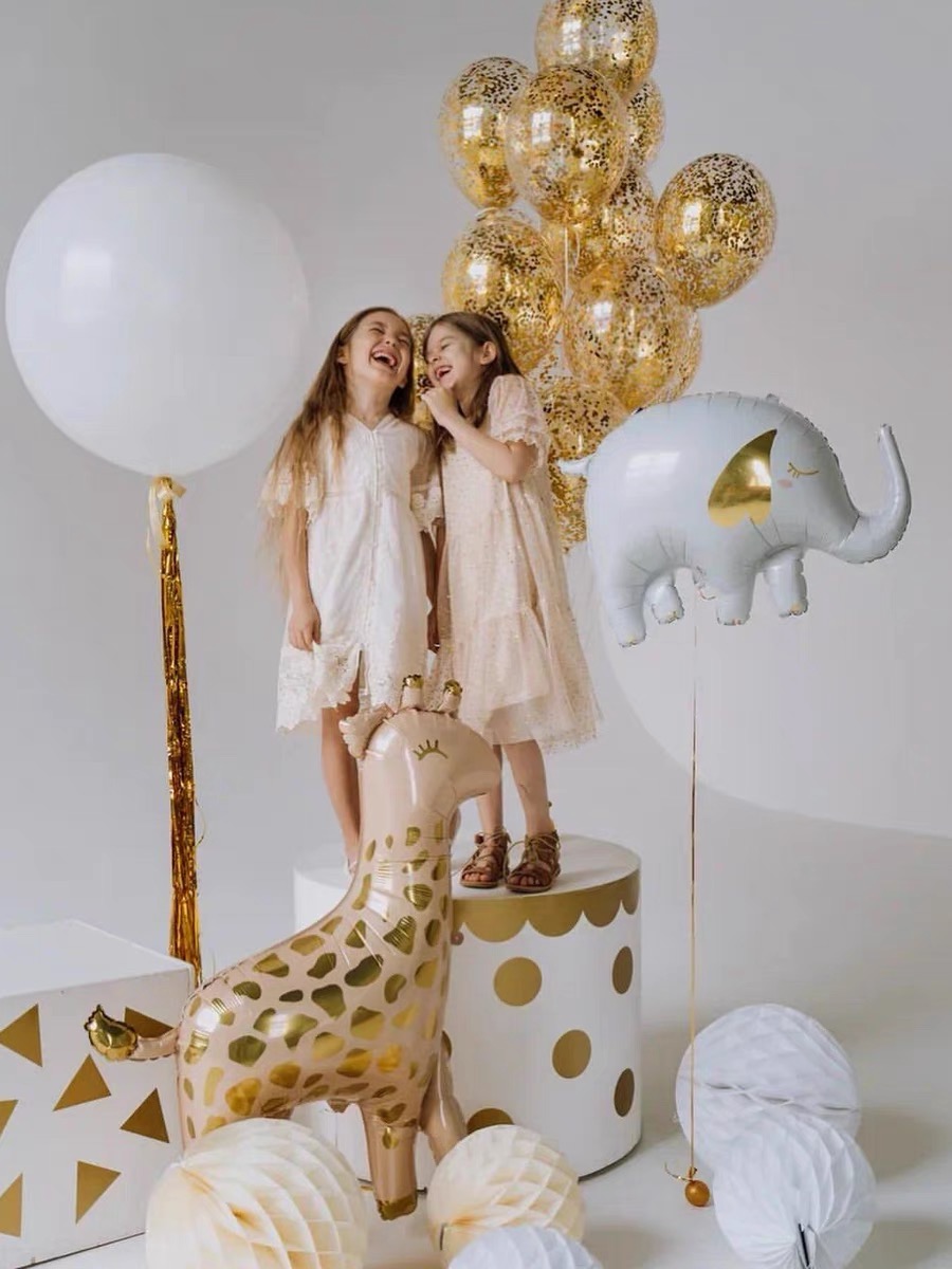 INS Theme Gold Happy Birthday Flag Banner Balloon Jungle Giraffe Baby ...
