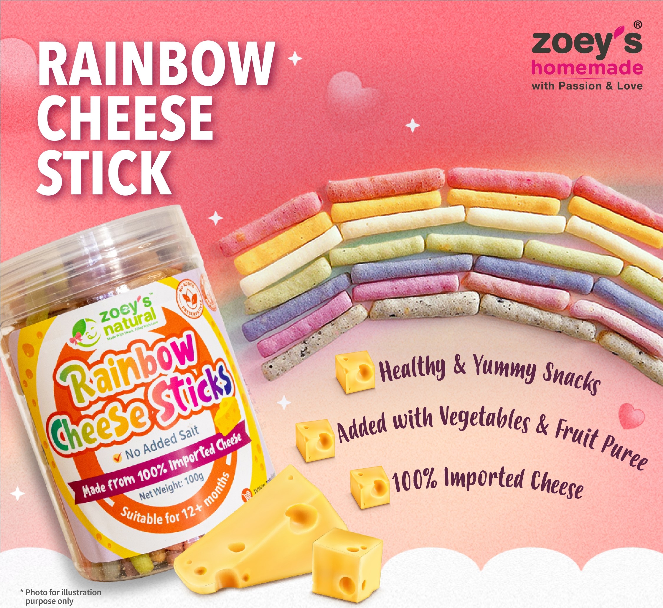 Zoey's Homemade Baby Rainbow Cheese Sticks 宝宝果蔬芝士棒 - 12M+ | Shopee ...