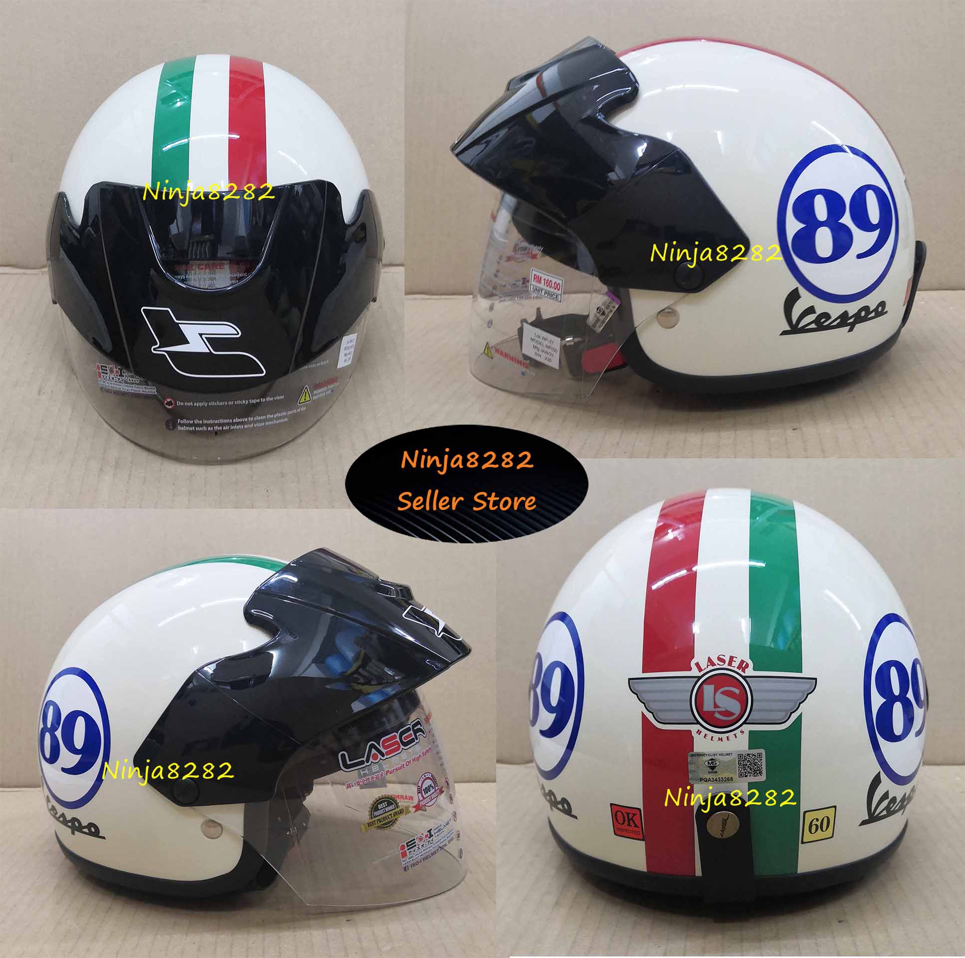 Helmet Cruiser Vespo - Matt Black ( SGV LASER XDOT KEITH KHI MHR ARC ...