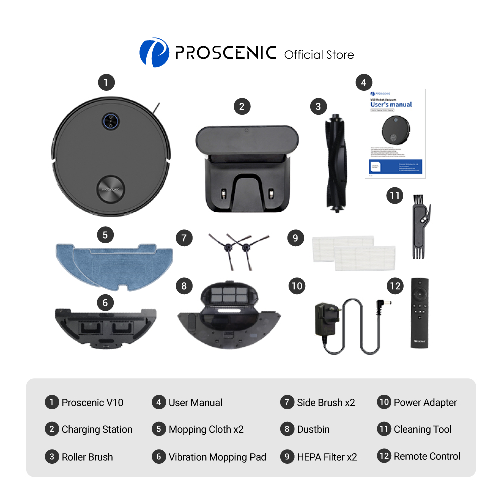 Dibea x Proscenic V10 Robot Vacuum Cleaner | 3000pa Suction | Vibrating Sweeping & Mopping ...