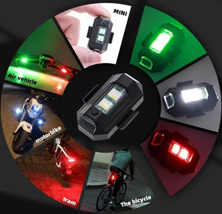 Car Motorcycle bikes cycling echargeable flashing lights 7 Colour modified drones aircraft ...