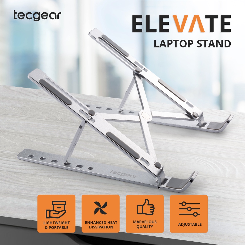 TECGEAR ELEVATE LAPTOP STAND - Silver (BULK) | Shopee Singapore