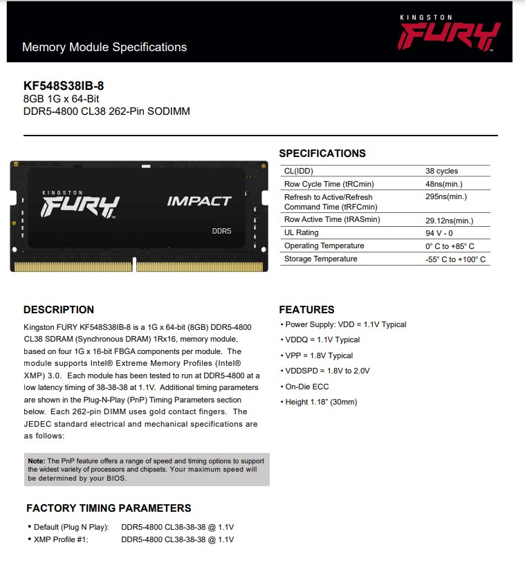 GENESIS [ NB PERFORMANCE DDR5 RAM ] KINGSTON FURY IMPACT 8GB/16GB/32GB ...