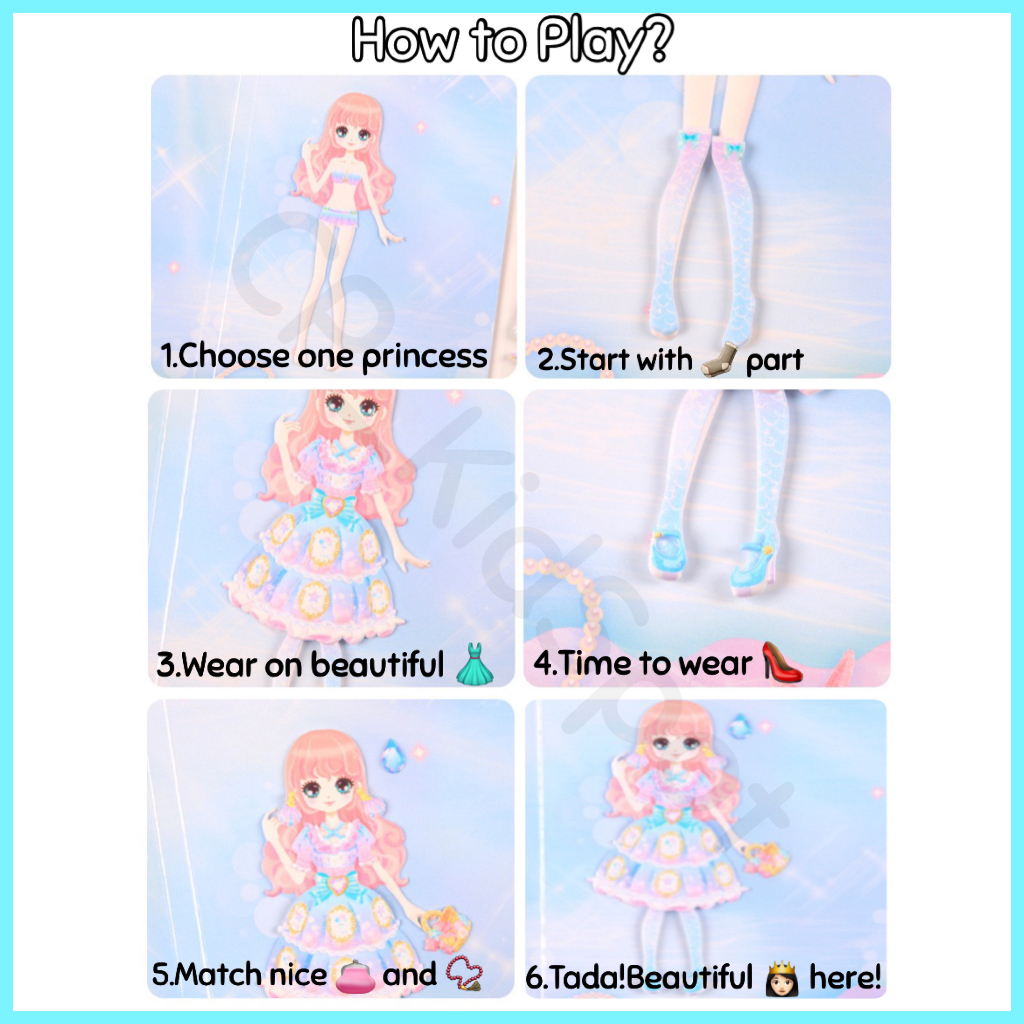 3D Dress Up Sticker Princess Paper Doll Dress Up Puffy Stickers Bubble ...