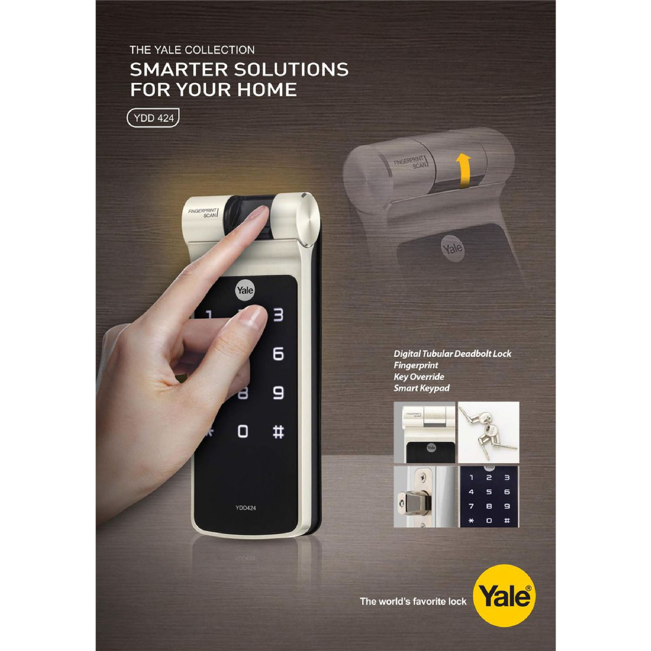 YALE Intelligent Biometric Tubular Deadbolt Fingerprint Smart Digital ...