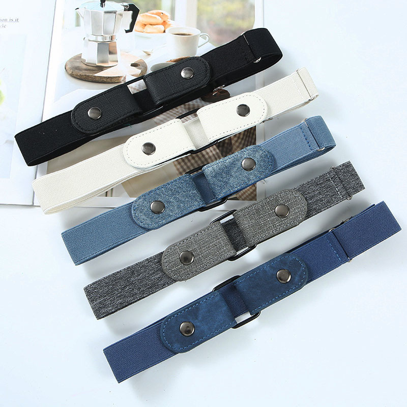 BUCKLE FREE Snap Closure Unisex Waist Belt Jeans Pants Dress Adjustable ...