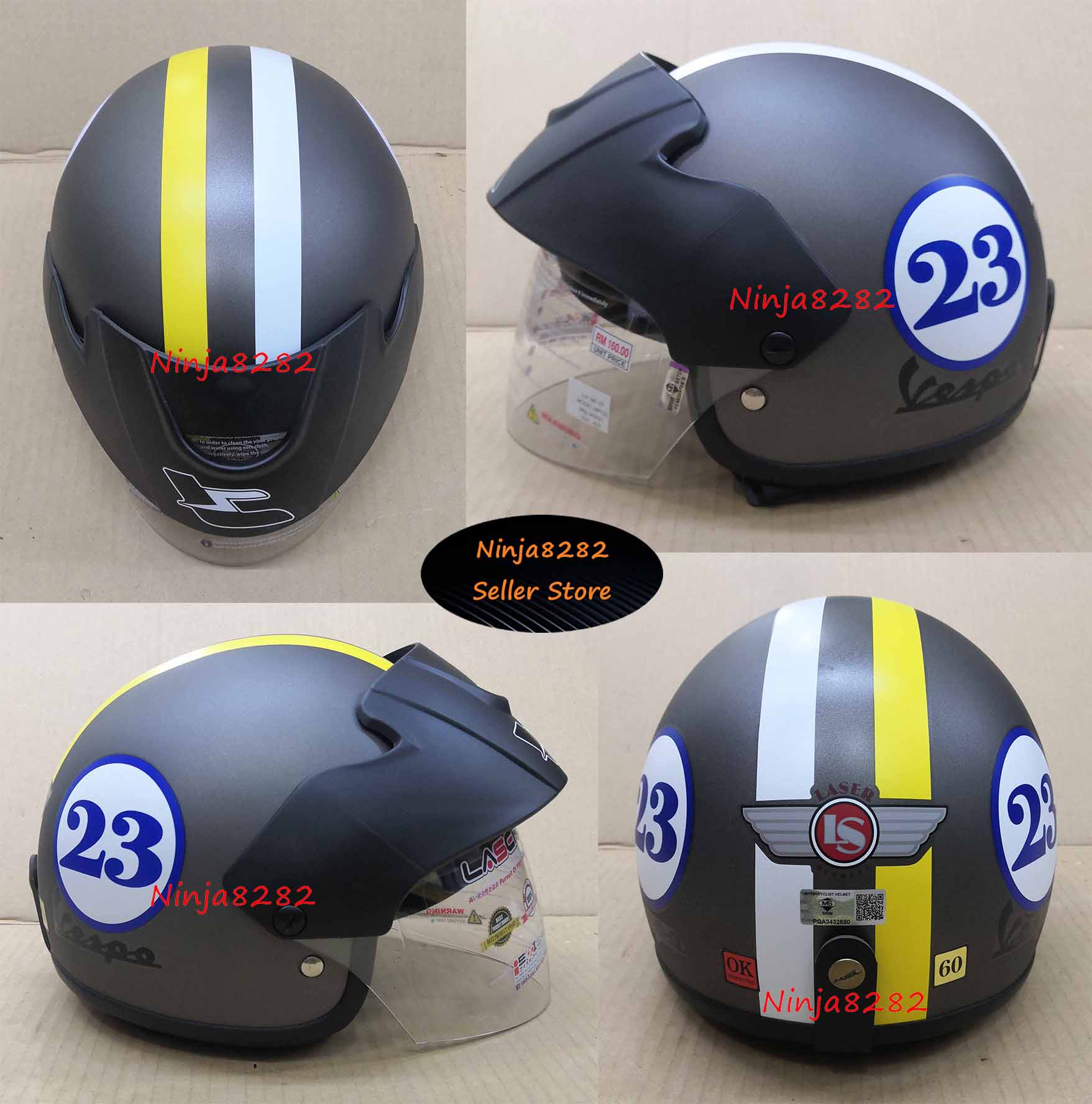 Helmet Cruiser Vespo - Matt Black ( SGV LASER XDOT KEITH KHI MHR ARC ...