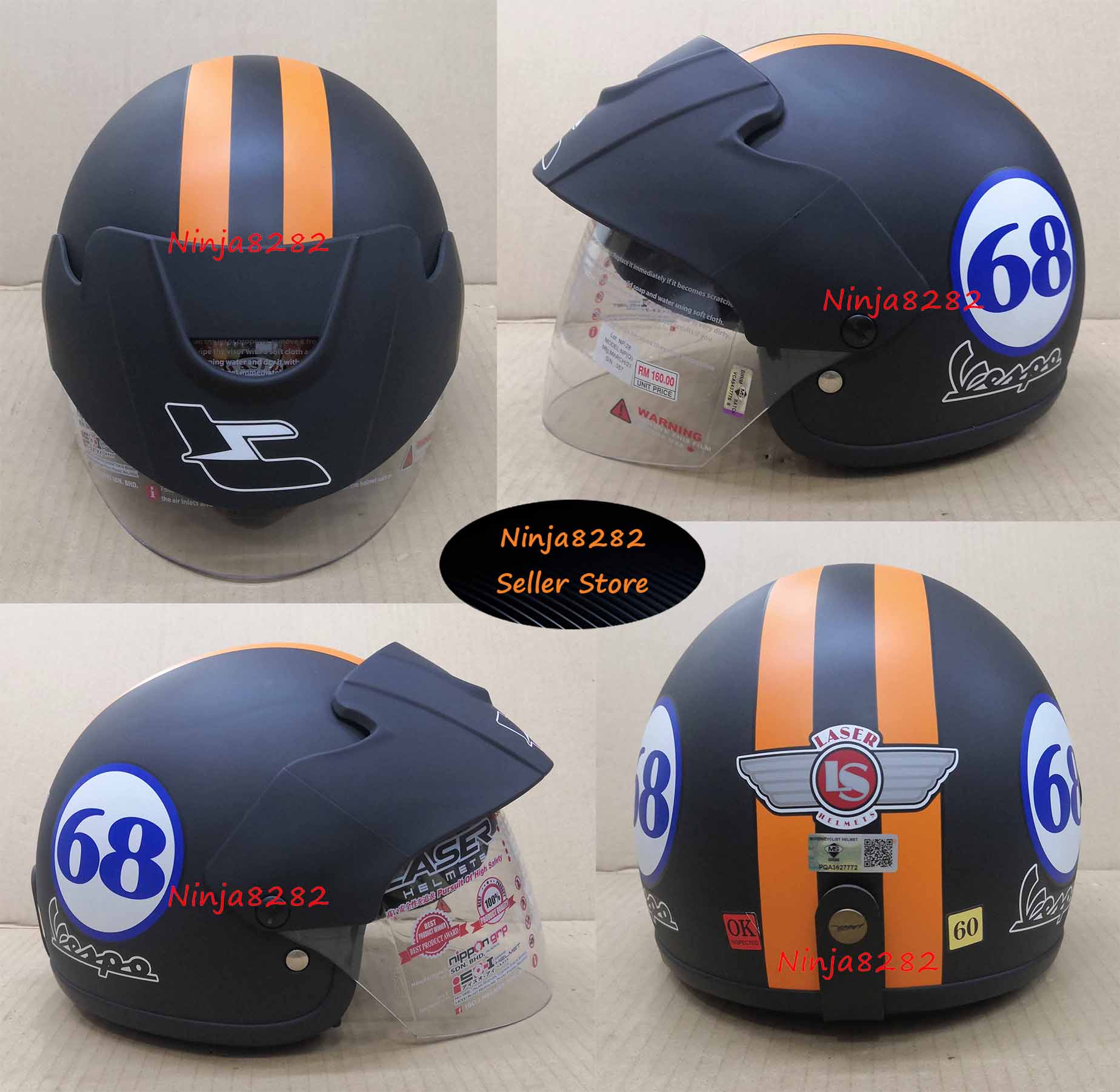 Helmet Cruiser Vespo - Matt Black ( SGV LASER XDOT KEITH KHI MHR ARC ...